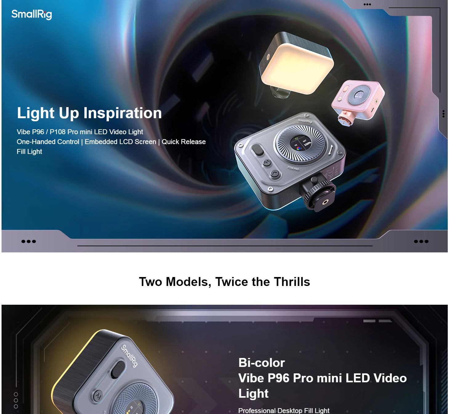 SmallRig Vibe P96 P108 Pro LED Video Light Portable Photography On ...