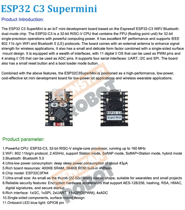 Esp32 C3 Esp32 S3 Esp32 H2 Esp32 C6 Development Board Esp32 C3 Supermini Wifi Bluetooth Esp32c3 0339