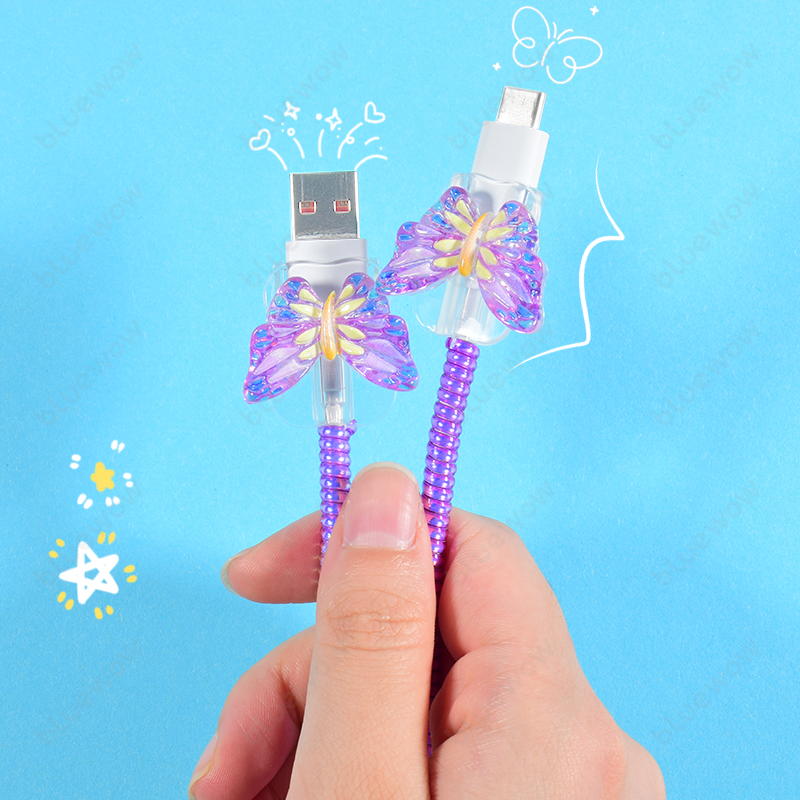 【Hot Sale】BlueWow Charger Protector Ins Colorful Butterfly Charger Case ...