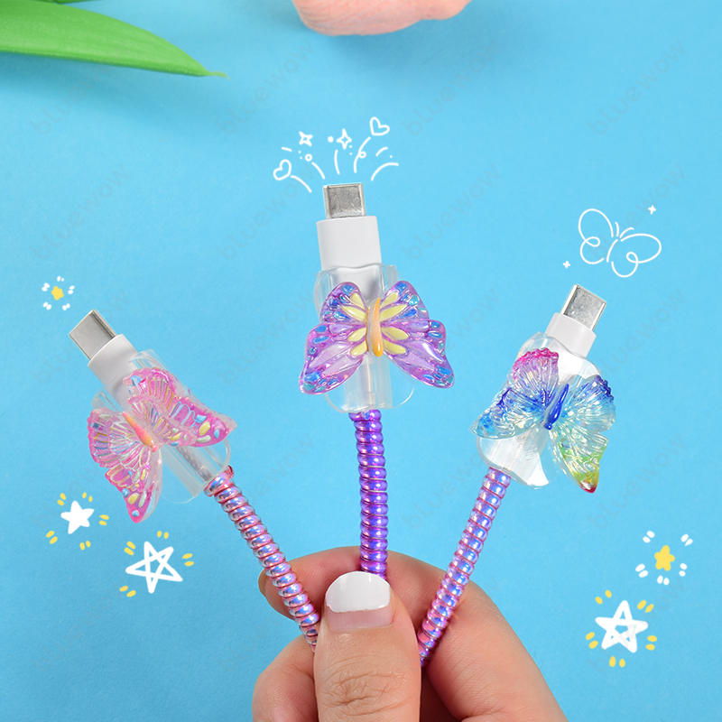 【Hot Sale】BlueWow Charger Protector Ins Colorful Butterfly Charger Case ...