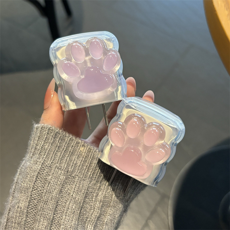 Cute Cartoon Cat paw 18w/20w Charger Protector Set Charger Case Cable ...
