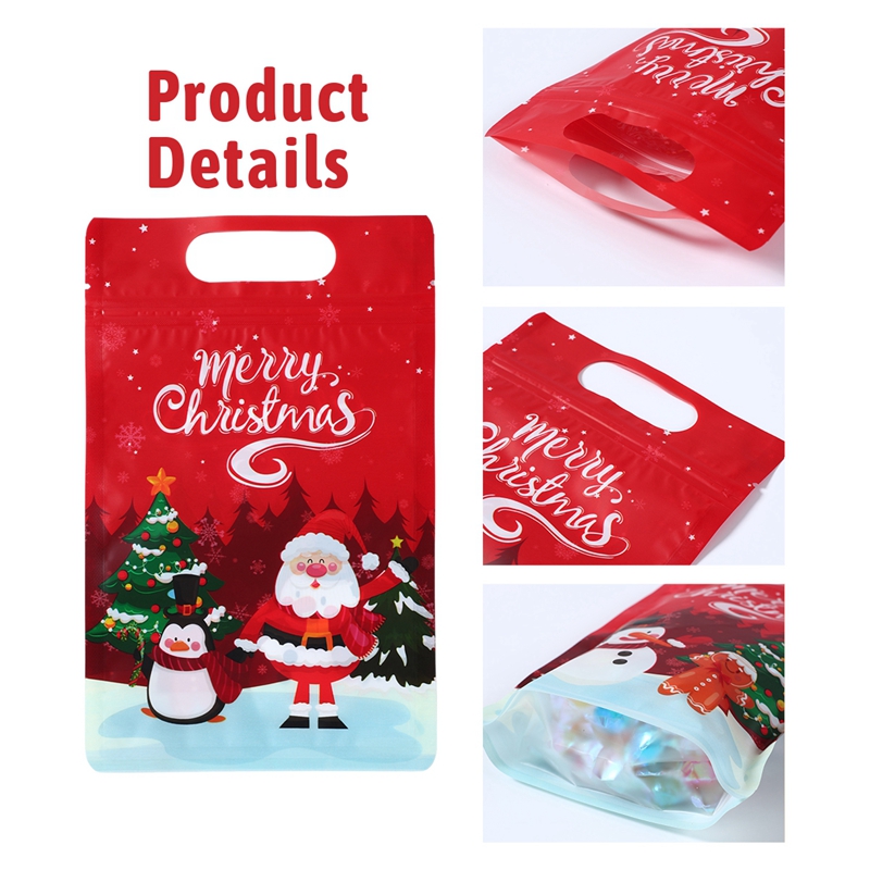 【Resealable】10/25PCS Christmas Gift Bag Santa Claus Christmas Lootbags ...