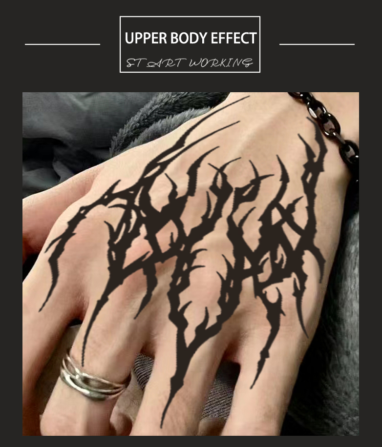 1-2 Weeks Waterproof Dark Gothic Temporary Tattoo For Hand Back ...