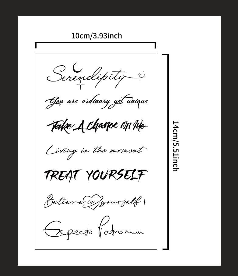 English Cool Unique Signature Phrases, Long-Lasting Waterproof 1-2 Week ...