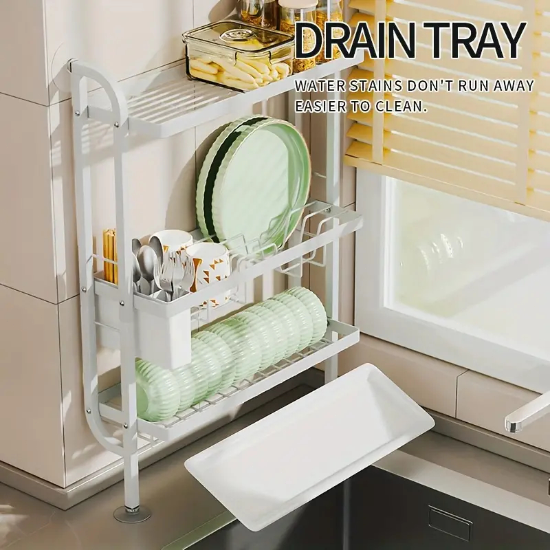 3 tiers wall mounted dish rack with drainer rack kitchen lababo side ...