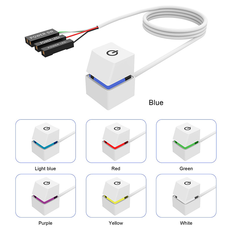 LED Colorful Light Desktop Computer Power Switch PC Motherboard ...