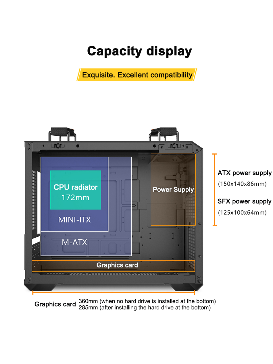 Power Train X300 MATX Desktop Computer Case Handheld Portable Side ...