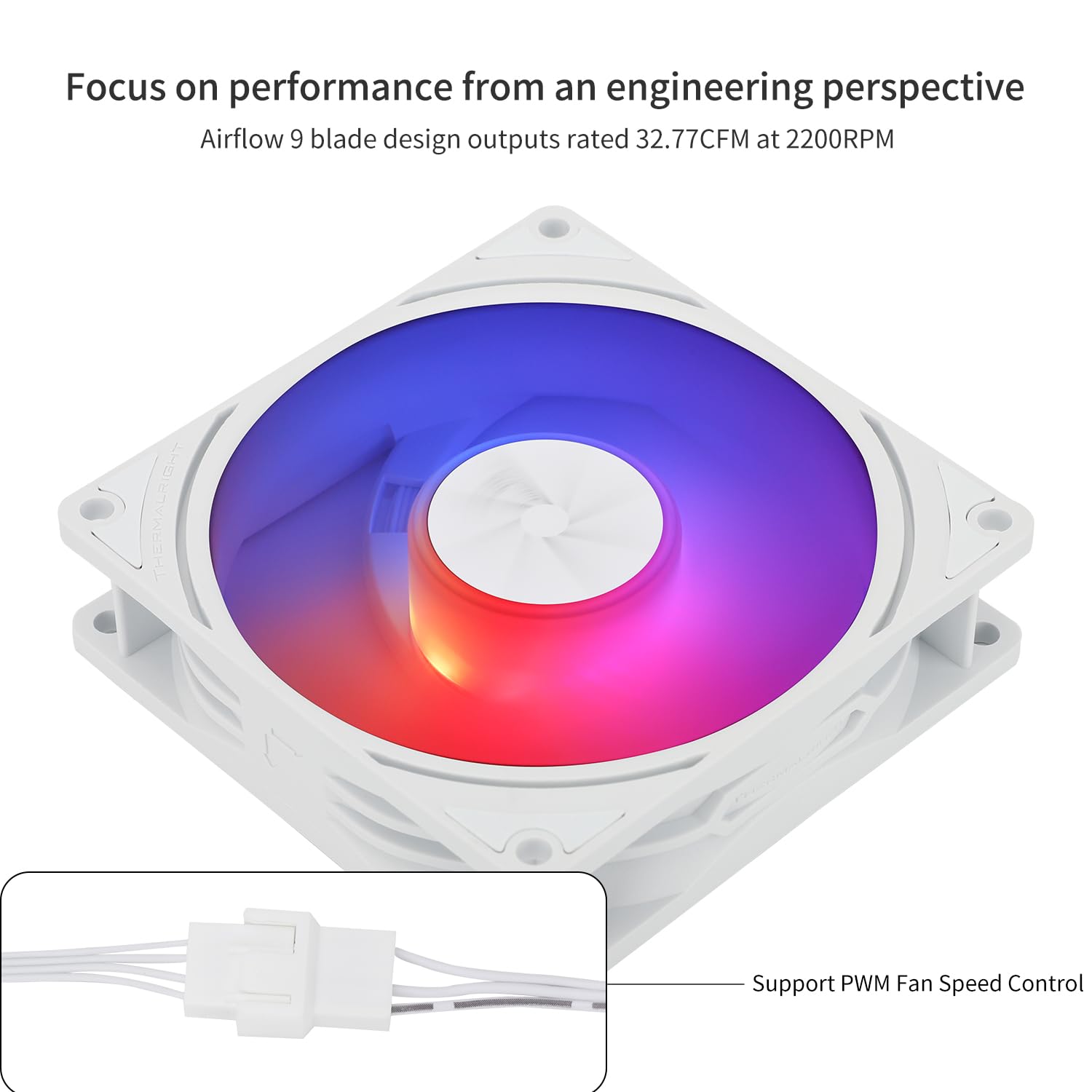 Thermalright TL-P9W-S ARGB White 92mm CPU Fan Computer Case Fan Quiet ...