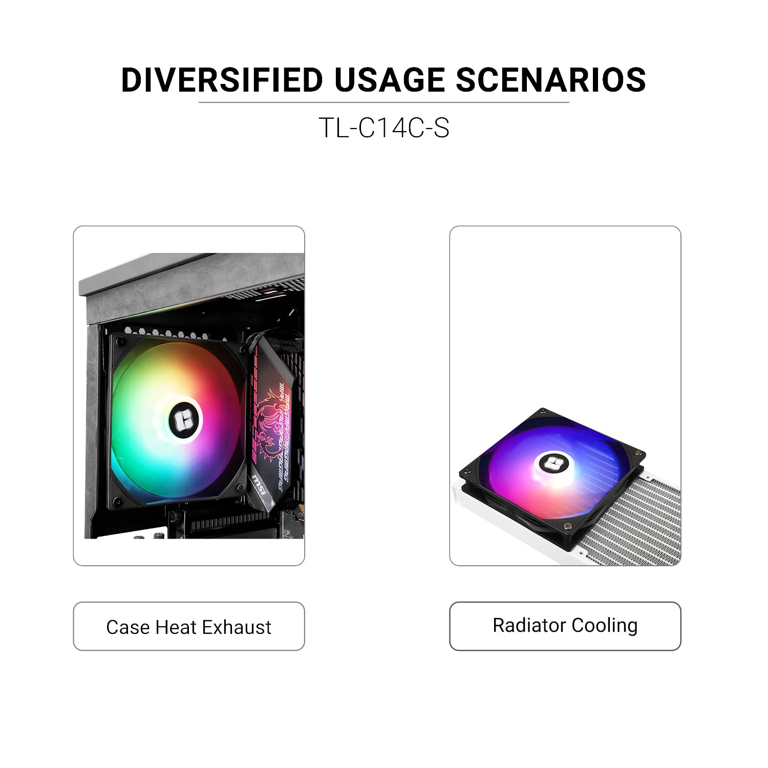 Thermalright TL-C14C ARGB Case Fan 140mm Cooler Fan 1500RPM CPU Fan 4Pin PWM Silent Computer Fan ...
