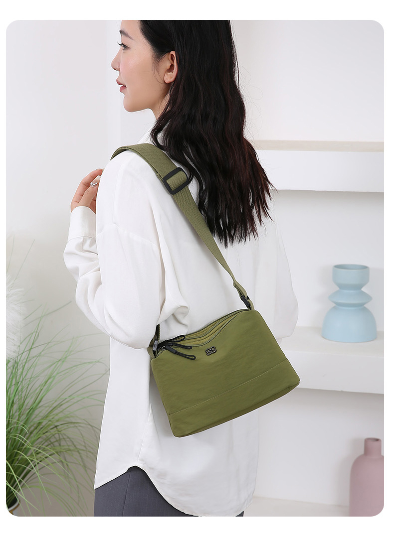 Large Capacity Three-Layer Zipper Casual Bag Retro Solid Color ...