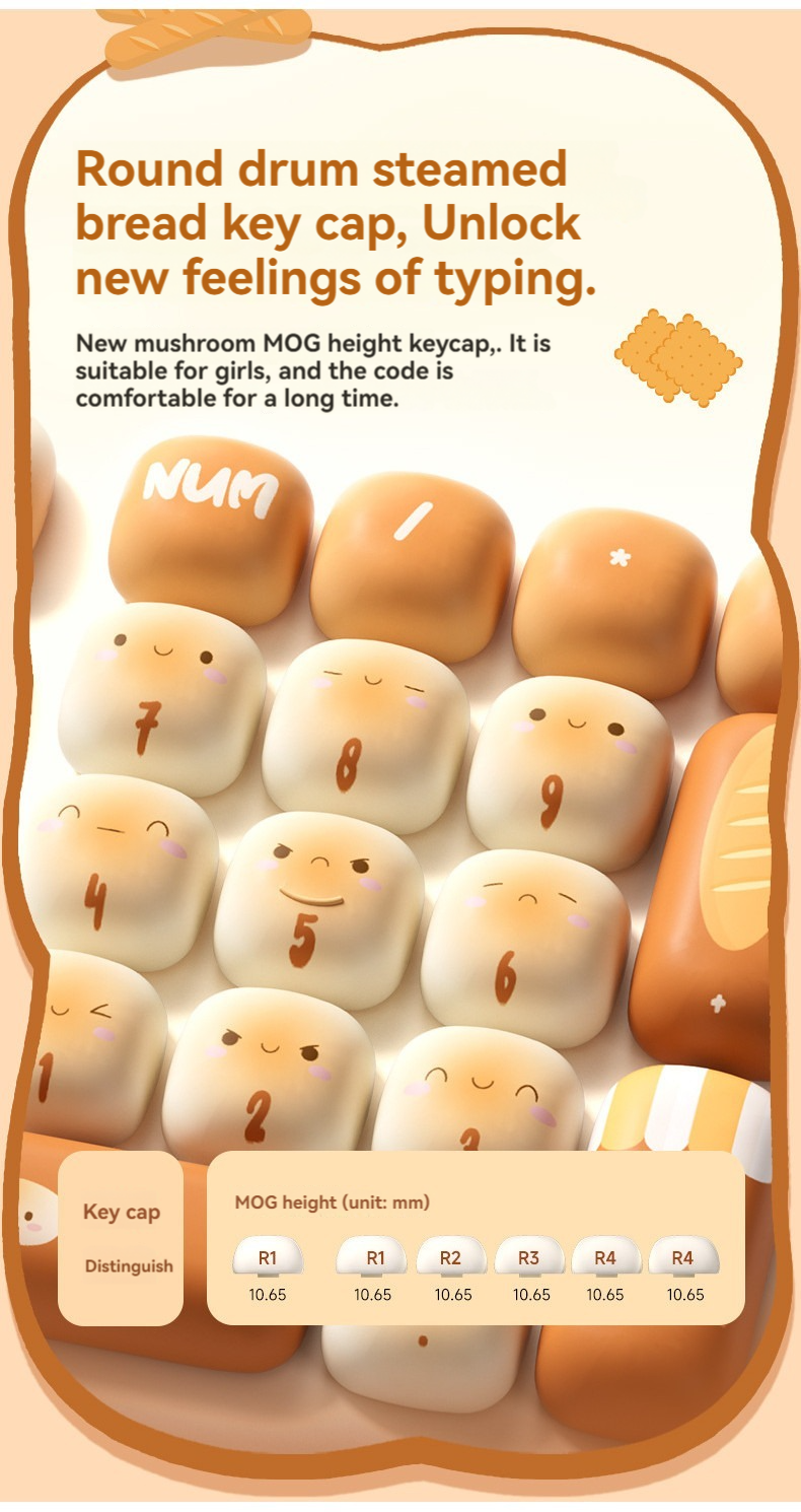 【In Stock】Magic Cute AKKO Steamed Bread Paradise Theme Key Cap Cute ...