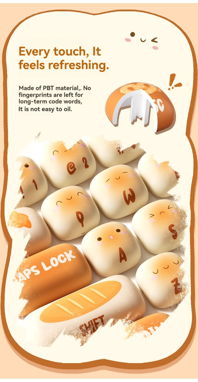 【In Stock】Magic Cute AKKO Steamed Bread Paradise Theme Key Cap Cute ...