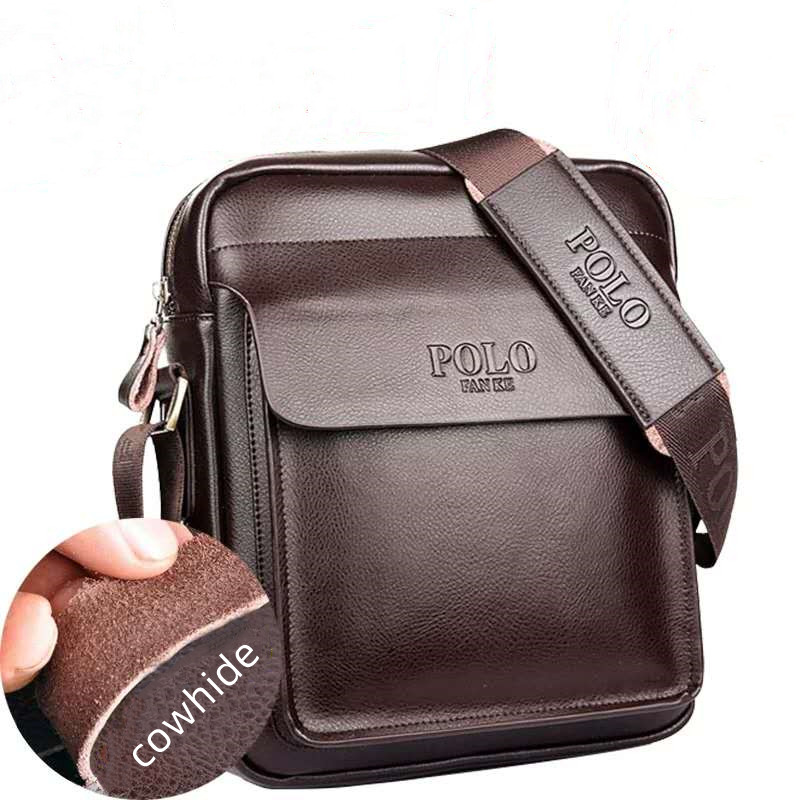 POLO Men"bag Genuine Leather shoulder bag for men side backpack satchel ...