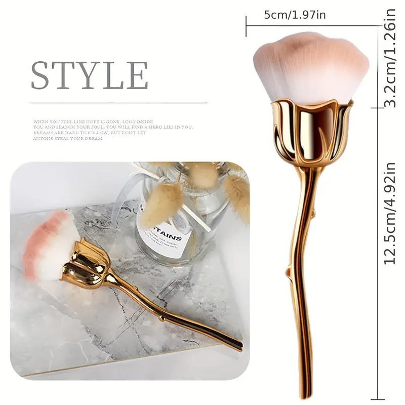 Rose Flower Blush Brush Soft Bristles Powder Brush Makeup Nail Art Dust ...