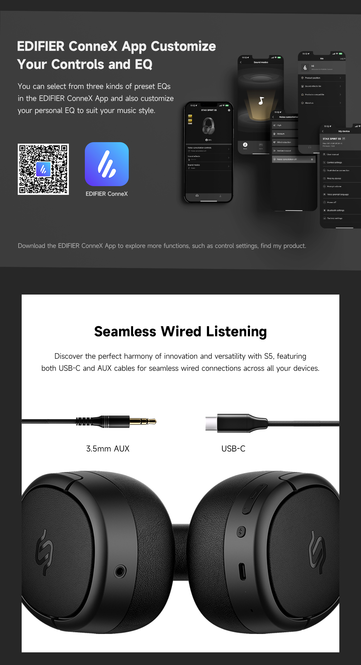 EDIFIER STAX SPIRIT S5 Planar Magnetic Headphones Bluetooth V5.4 Over ...