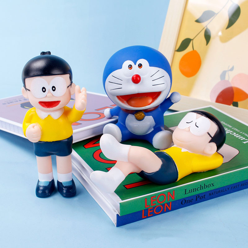 12cm-14cm Kawaii Anime Doraemon Nobita Nobi Shizuka Minamoto Pvc Action ...