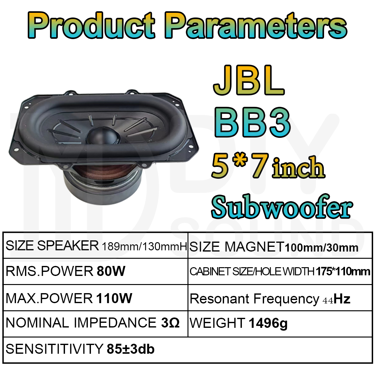 DIYSOUND JBL BB3 Subwoofer 5*7 inches 3Ω 80W BASS 5*7 inches Audio ...