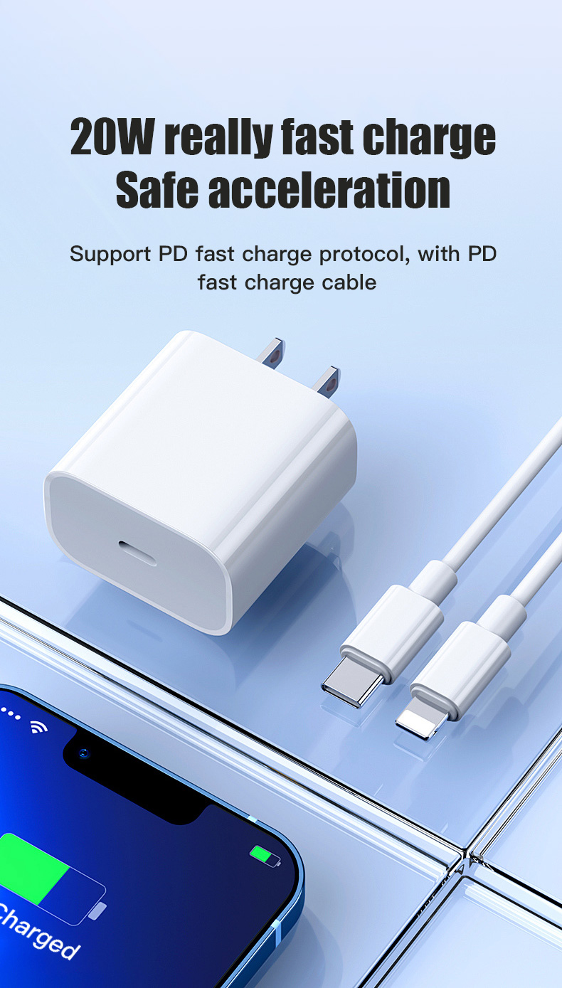 PD 20W Fast Charger Type c Adaptor whit USB C Cable For Ios IPH 8 X 11 ...