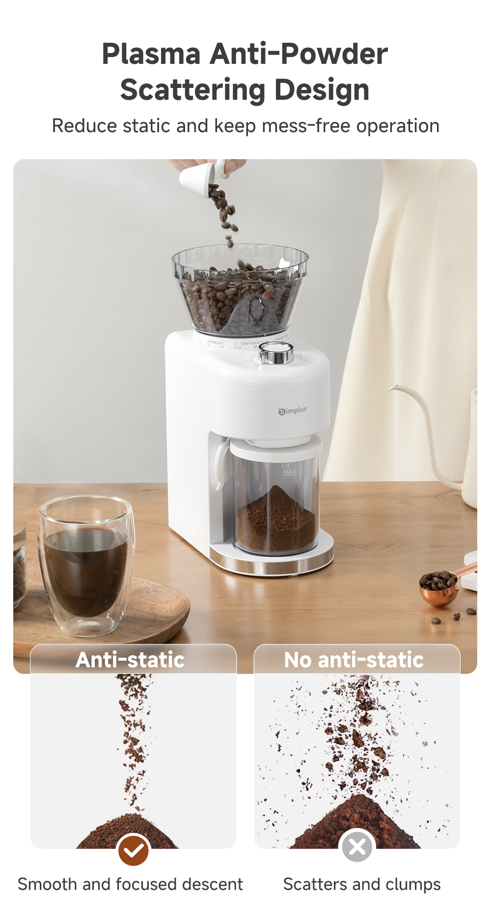 Simplus Electric Coffee Grinder Household Smart Grinder 35 Grind ...