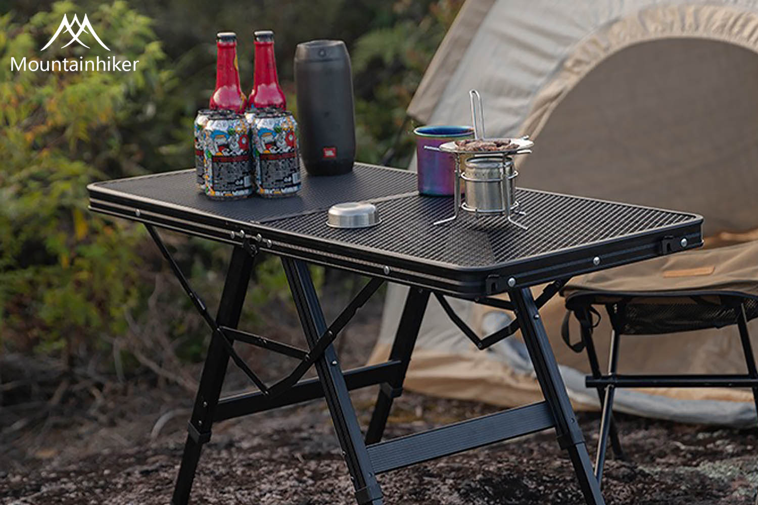 MOUNTAINHIKER Outdoor camping X-shaped net table aluminum alloy table ...