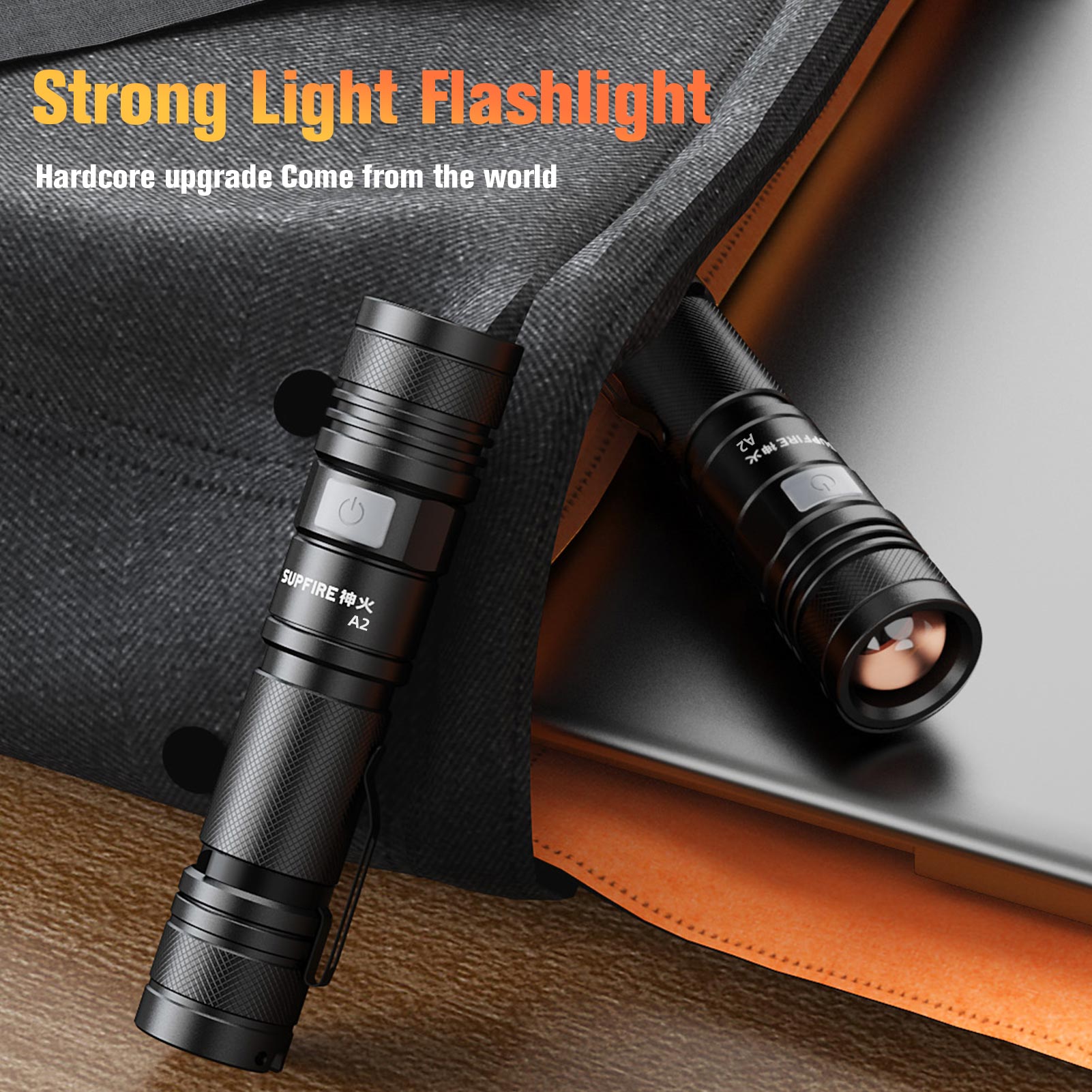 SUPERFIRE A2 15W Mini Portable Heavy Duty Rechargeable Waterproof Flashlight Outdoor Long Range ...