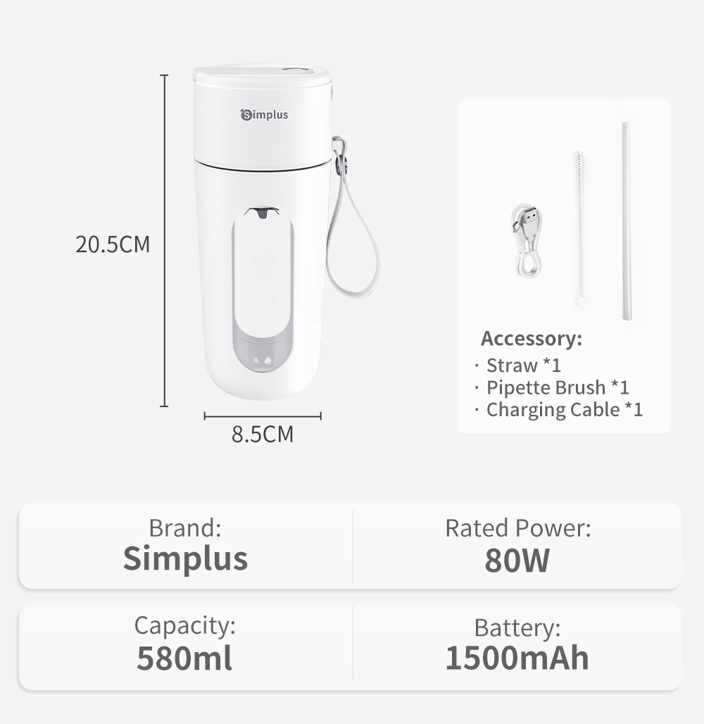Simplus Portable Juicer Blender Fruit Juice Mixer USB Rechargeable ...