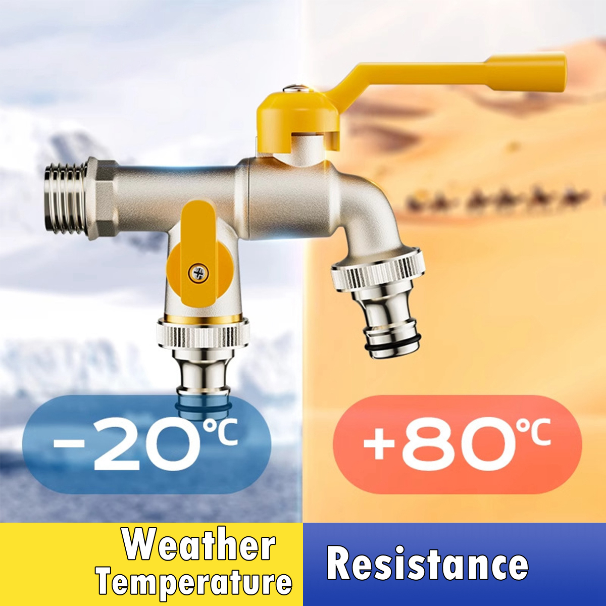 All Copper Outdoor Faucet Frostproof Patio Washing Machine Dual Outlet ...