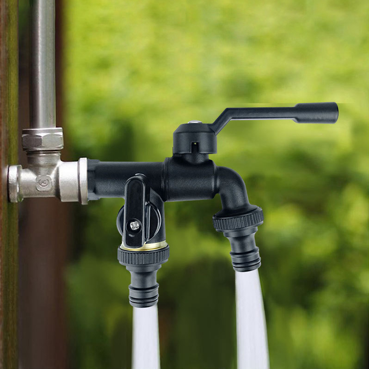 All Copper Outdoor Faucet Frostproof Patio Washing Machine Dual Outlet ...