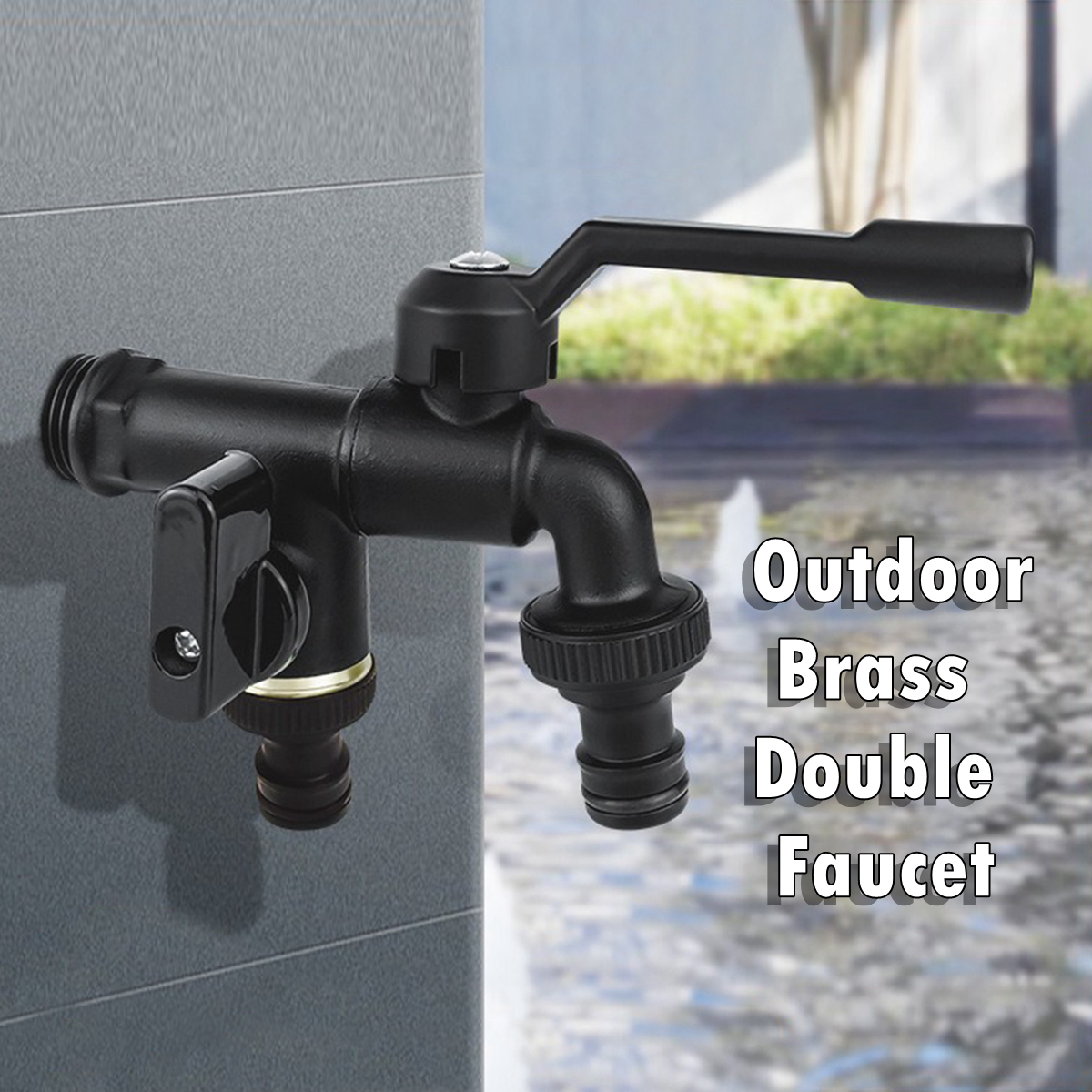 All Copper Outdoor Faucet Frostproof Patio Washing Machine Dual Outlet ...