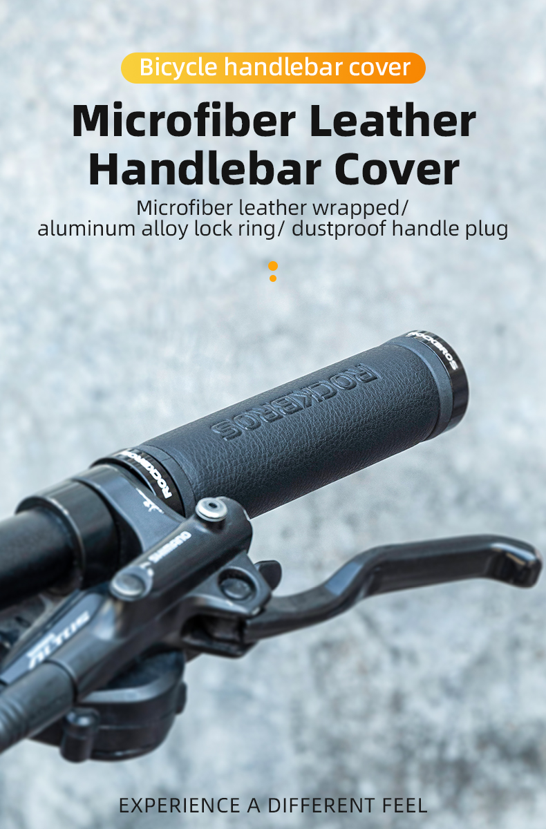 【PH Delivery】ROCKBROS Leather Bike Handlebar Grips Rainproof Shockproof ...
