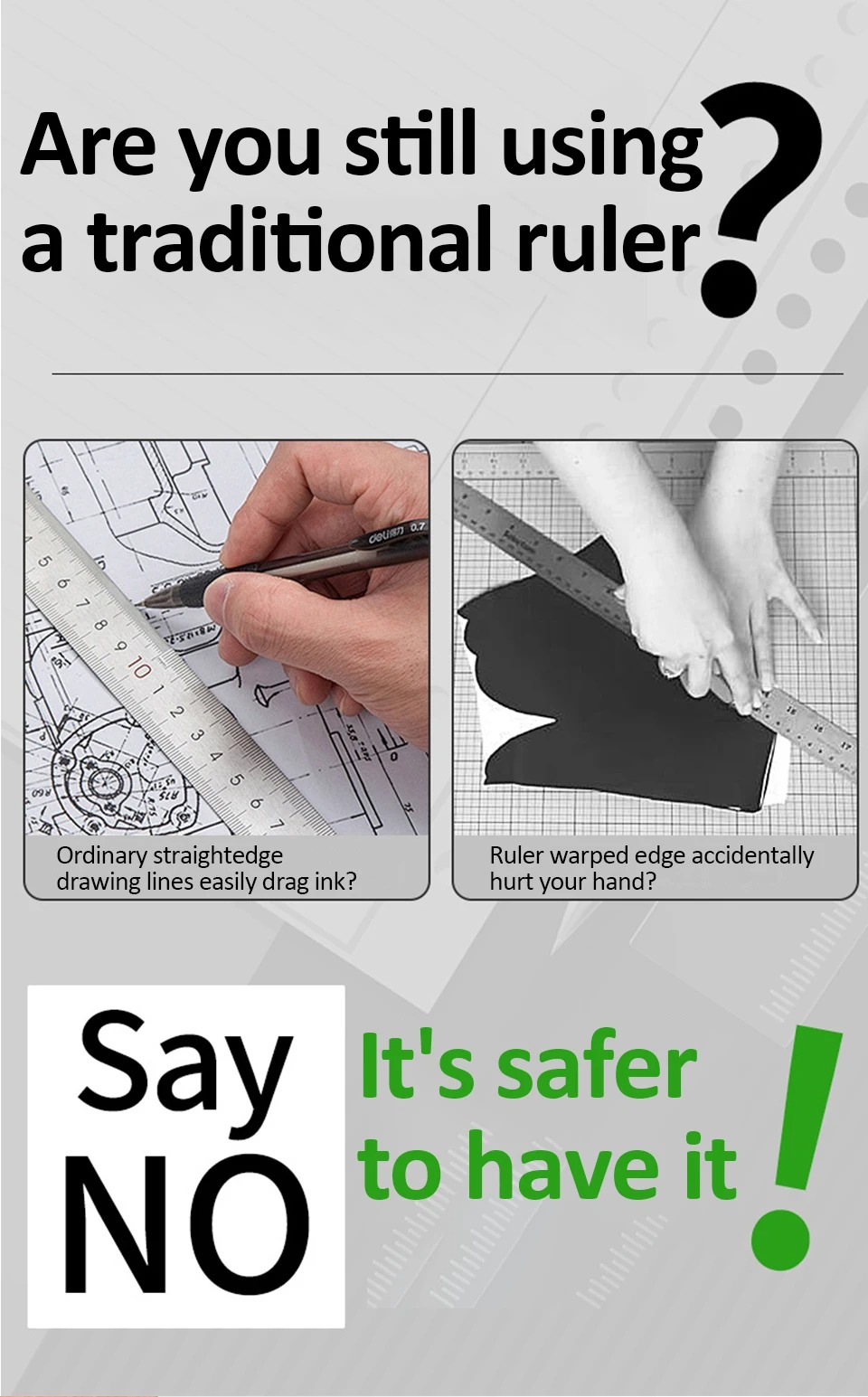 20/30/45cm Multi-functional Aluminum Alloy Protective Straight Ruler ...