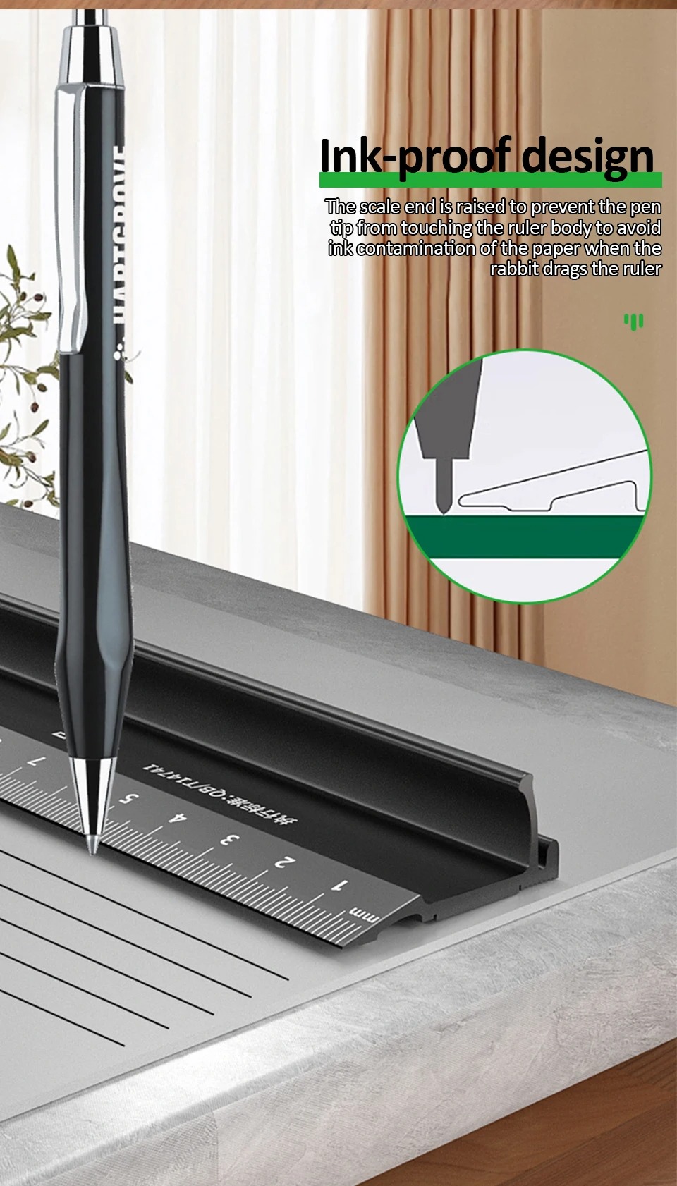 20/30/45cm Multi-functional Aluminum Alloy Protective Straight Ruler ...