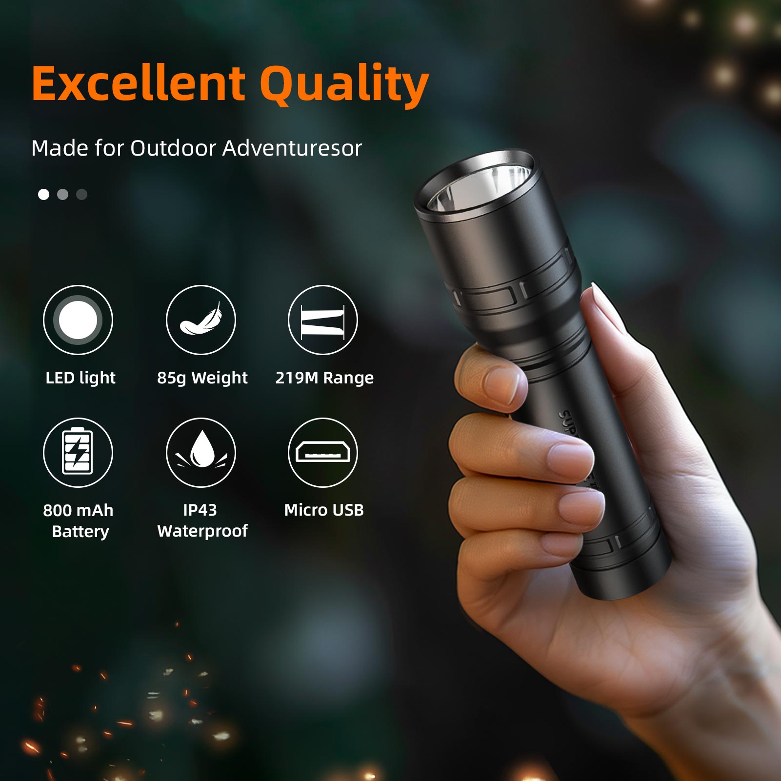 SUPERFIRE S33-A 2.5W Mini Flash Light Super Flashlight LED Bright Camping Light Waterproof Built ...