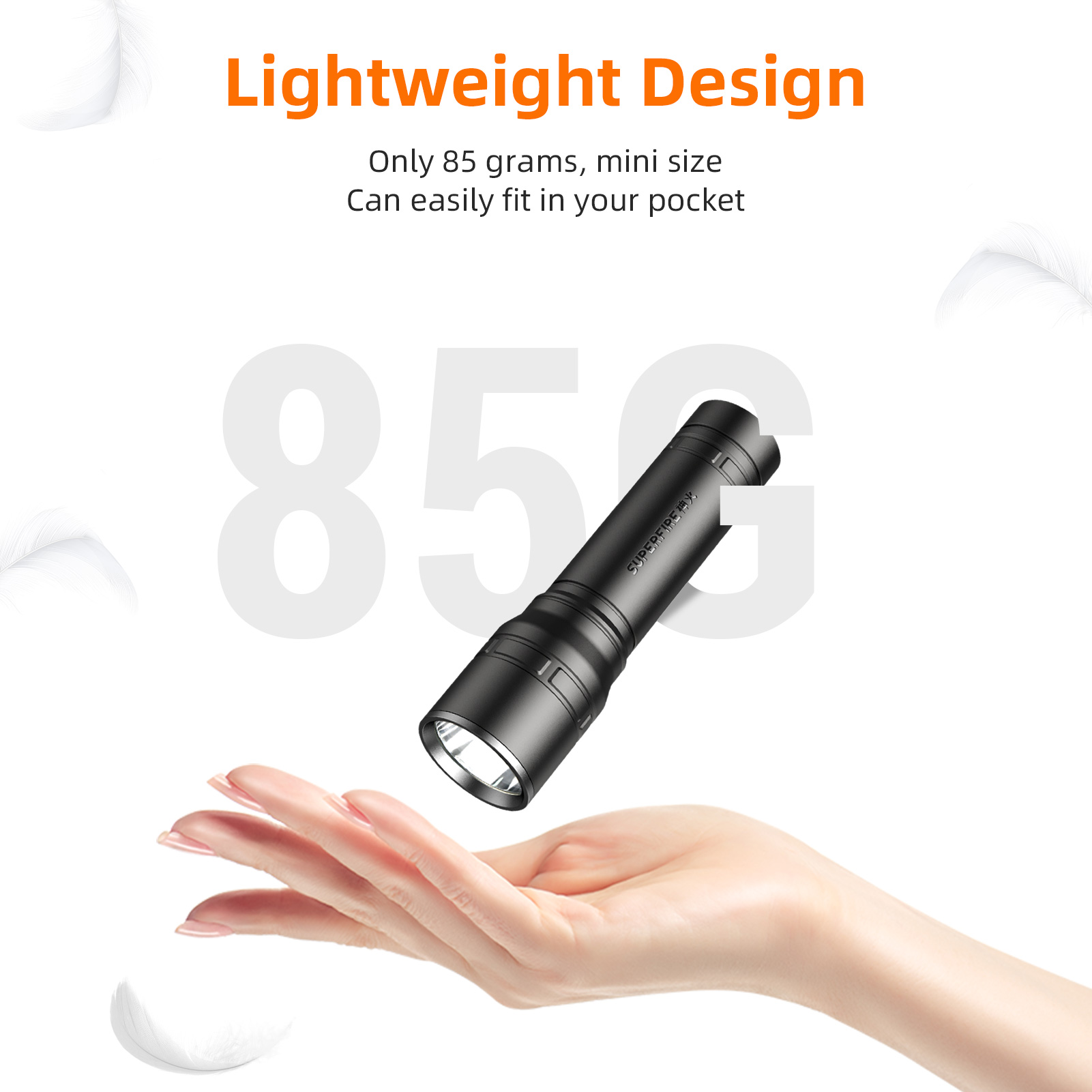 SUPERFIRE S33-A 2.5W Mini Flash Light Super Flashlight LED Bright Camping Light Waterproof Built ...