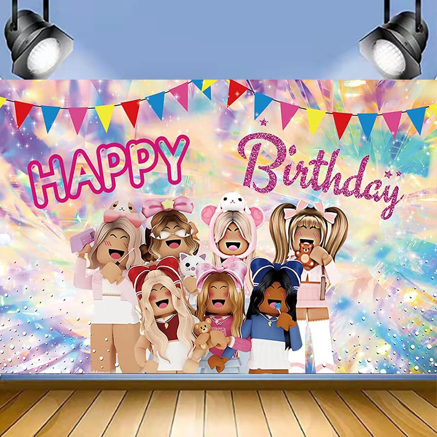 Pink Roblox Backdrop Photography Girls Baby Shower Kids Birthday ...