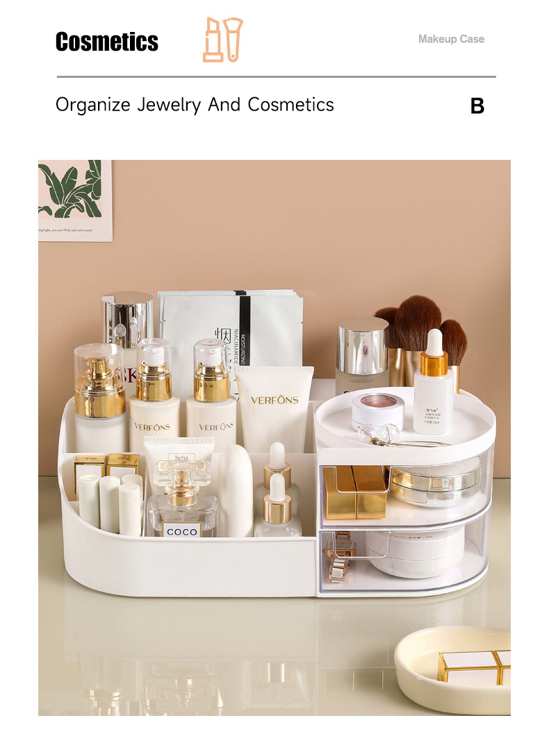 VLANCH Makeup Organizer Storage with Mirror Large Capacity Cosmetic ...