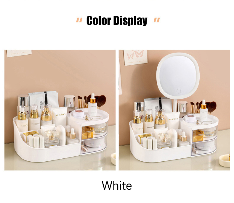 VLANCH Makeup Organizer Storage with Mirror Large Capacity Cosmetic ...