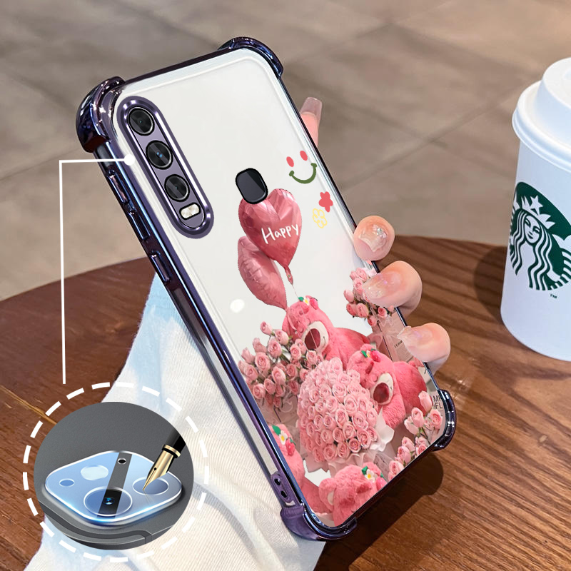 Case For vivo y11 y12 y15 y17 y19 Electroplated cartoon rose pink cute ...