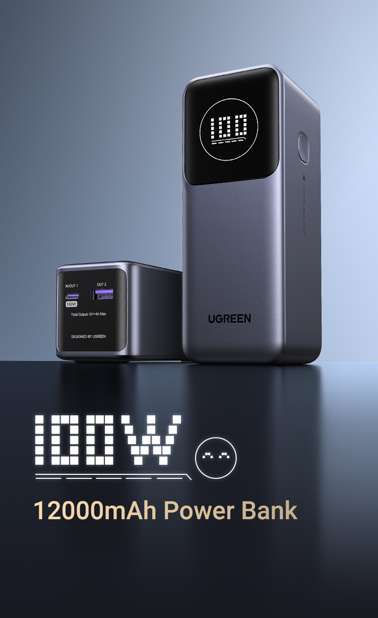 UGREEN Nexode 100W Power Bank Portable 12000 mAh PD Fast Charging ...