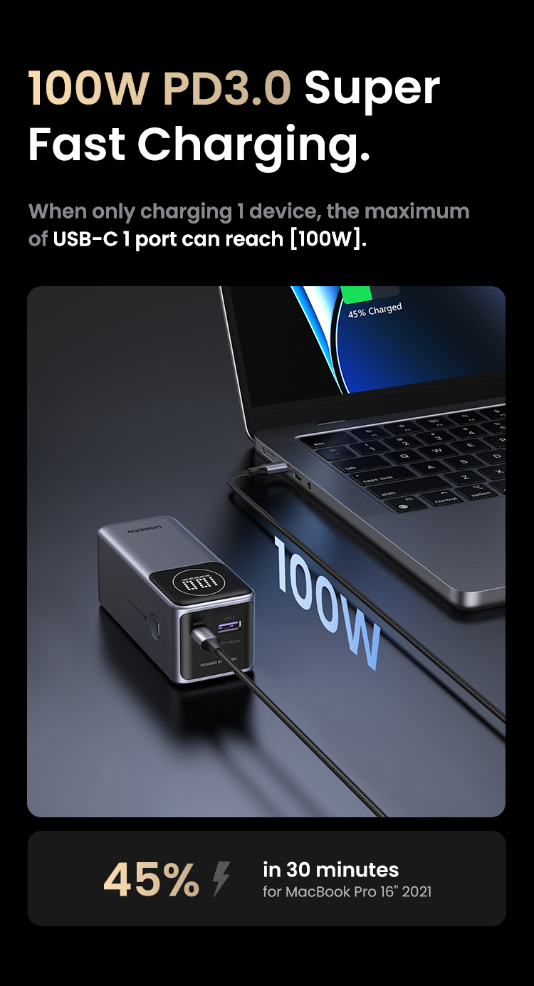 UGREEN Nexode 100W Power Bank Portable 12000 mAh PD Fast Charging ...