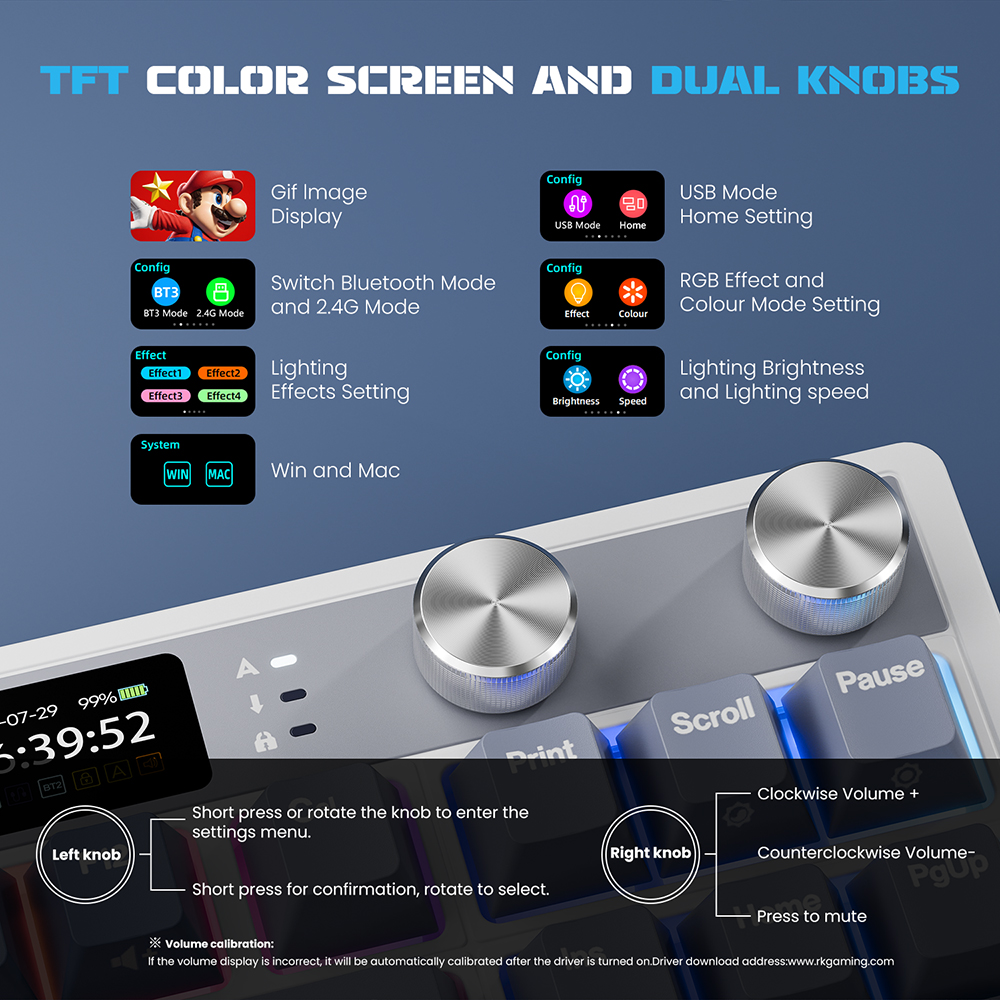 RK Royal Kludge RK M87 Famicom 88Keys Tri-Mode RGB Wired Bluetooth 2.4G ...