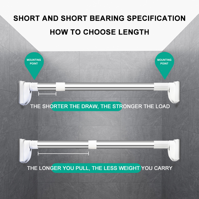 Extendable No Drilling Pole Adjustable Telescopic Clothesline Curtain ...