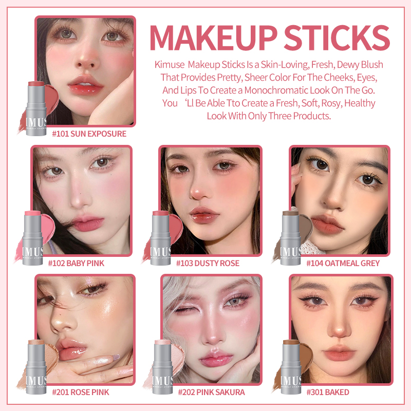 KIMUSE Makeup Sticks Monochromatic Multi-use Blush & Highlight ...