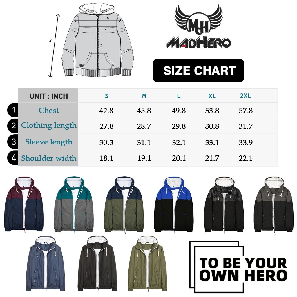 MADHERO windbreaker jacket for men Waterproof Riding Outerwear hoodie with zipper outdoor casual ...
