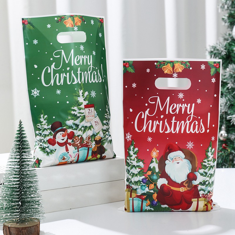 10/25/50pcs Christmas Lootbags Colorful Christmas Gift Bag Plastic Xmas ...