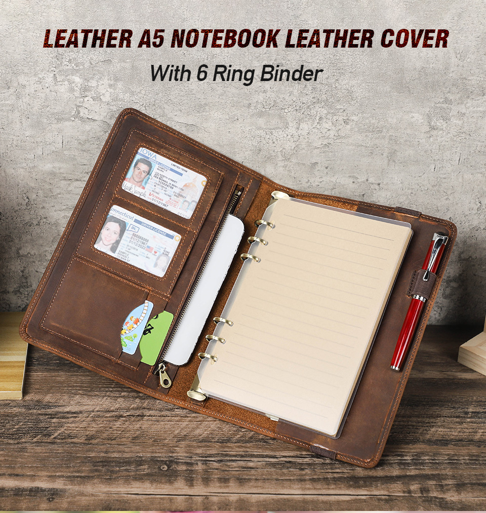 CONTACTS FAMILY Vintage A5 Leather Notebook Rubber Band Fastening A5 ...