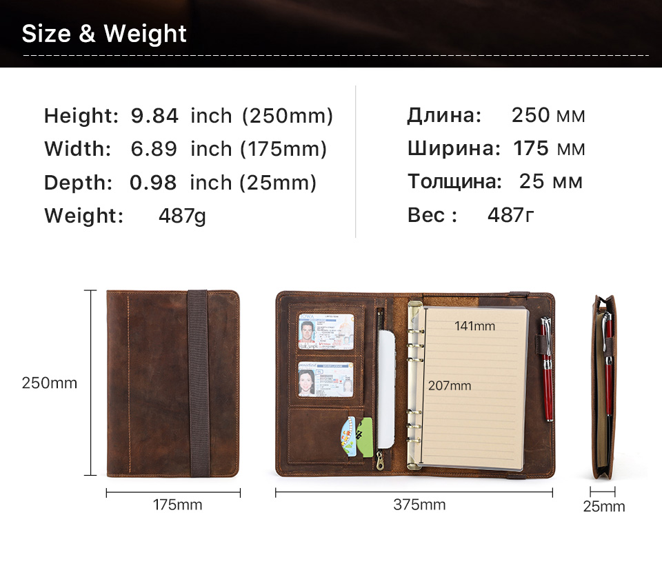 CONTACTS FAMILY Vintage A5 Leather Notebook Rubber Band Fastening A5 ...