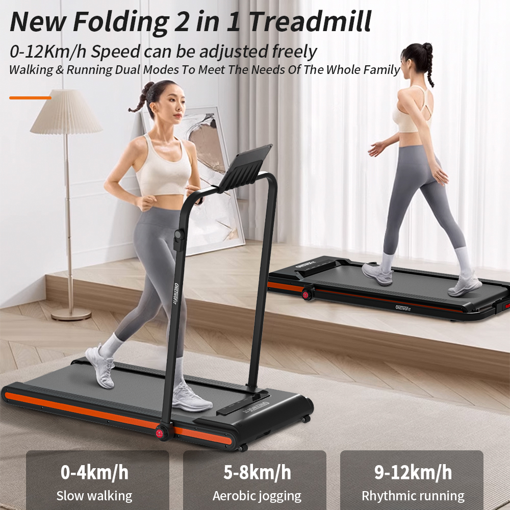 OneTwoFit 2.5HP ElectricTreadmill 2 in 1 Foldable Walking 0-12km/h Quiet With Remote Control ...