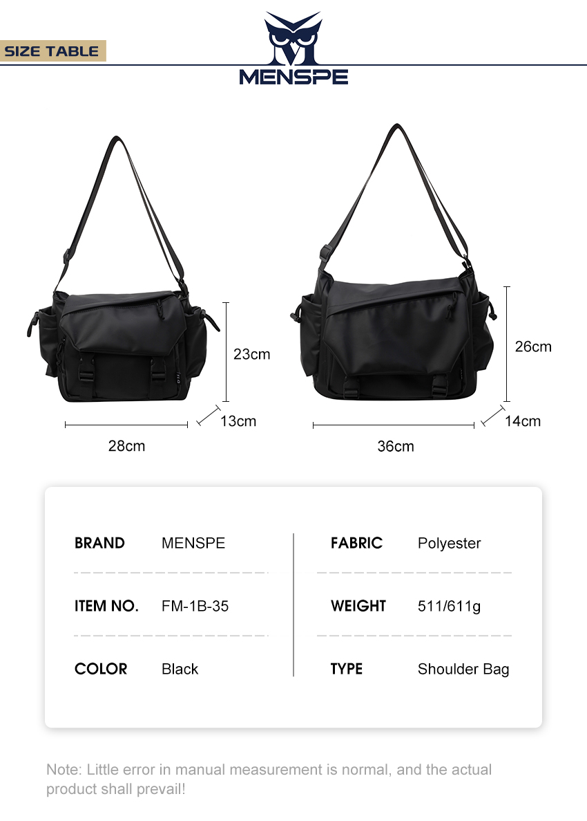 MENSPE Men Shoulder Bag Crossbody Bag Sling Bag Large Capacity ...