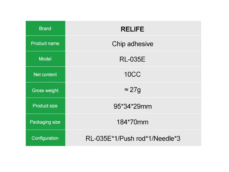 RELIFE RL-035E 10CC Chip Repair Adhesive with Push Rod Needle ...